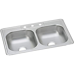 Dayton D233223 Equal Double Bowl Top Mount Stainless Steel Sink