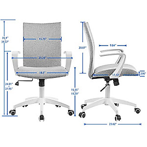 LIANFENG Office Chair Ergonomic Mid Back Swivel Chair Height Adjustable Desk Chair White Office Chair Computer Chair with Armrest Mid Size (Grey and White)