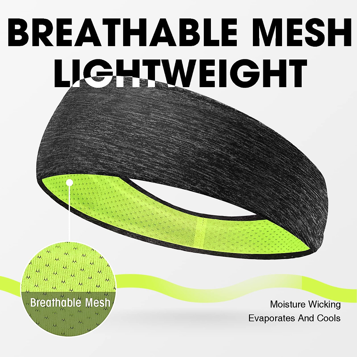 Braylin Men's Headbands, 3-Pack Headbands for Men, Sport Headbands for Running Fitness Yoga Cycling, Sweat Wicking Non Slip