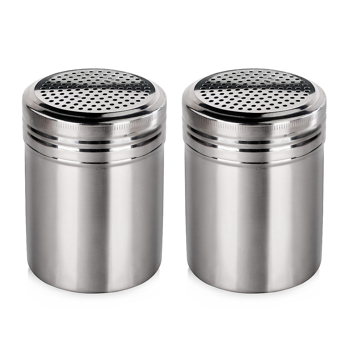 New Star Foodservice 28478 Stainless Steel Dredge Shaker, 10-Ounce, Set of 2