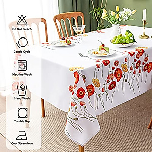 Romanstile Spring Rectangle Tablecloth - 60 x 84 Inch - Waterproof Decorative Floral Pattern Table Cloth Stain Resistant Wrinkle Free Printed Table Cover for Dinner/Party/Indoor/Outdoor