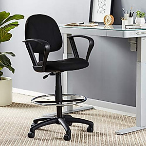 Boss Office Products Ergonomic Works Drafting Chair with Loop Arms in Black