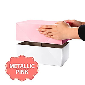 ARTDEARM 10 Gift Boxes with Wrap Bands 9.5x7x3.5 Inches, Gift Boxes with Lids, Bridesmaid Proposal Boxes, Gift Boxes with Greeting Card for Gifts (Glossy Pink)