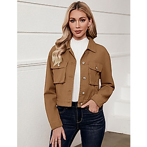 luvamia Light Jean Jacket For Women Light Denim Jacket Denim Tops For Women Chamarra De Mezclilla Para Mujer Brown Jacket Y2K Rodeo Jackets For Women Iced Coffee Size Medium Size 8 10