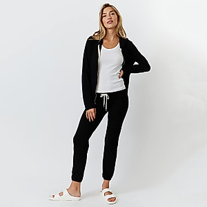 Monrow Women's Super Soft Zip Up Hoody, Black, M