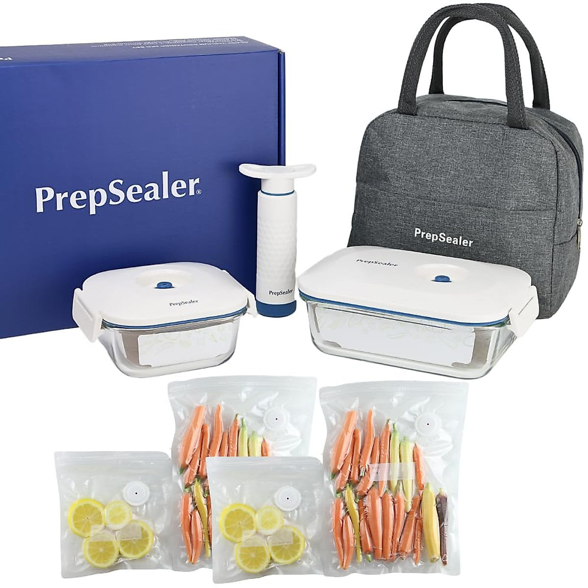 PrepSealer Everyday keep fresh, Meal prep, Borosilicate glass vacuum container starter kit - 8PC