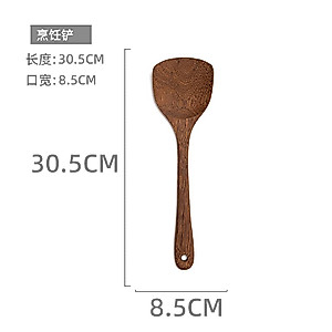 Wooden Spatulas for cooking - Set of 2 12.8 Inch 12 Inch Versatile Utensils, Wooden Spoons, Anti Scratch Non Stick Cookware, Eco Friendly, Wooden Wok Spatula Turner For Cooking