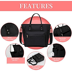 XUANQIFC Durable Insulated Lunch Bag Thermal Food Storage Tote Bags Water Resistant Ice Cooler with Long Shoulder Strap Big Volume Lunch Boxes For Adult Men Women Picnic Working Outing (Black)
