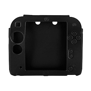 Protective Soft Silicone Rubber Gel Skin Case Cover for Nintendo 2DS (Black,Pink)