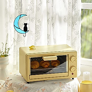 Zedesey Cat Memorial Gifts Stained Glass Black Cat Decor Window Hanging Ornament Garden Suncatcher Gifts for Cat Lover Cat Gift for Women (Black Cat on Blue Moon)