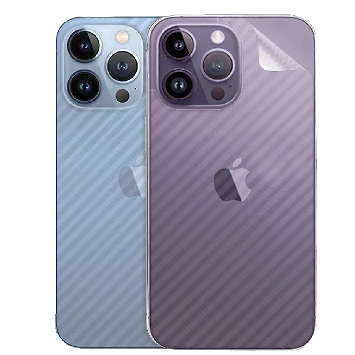 For iPhone 14 Pro Max Back Screen Protector 3D Carbon Fiber Ultra Thin Protective Film-2 packs-Transparent