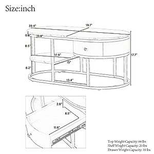 Qiyom Modern Faux Marble Coffee Table, Oval Coffee Table with Storage Shelf and Metal Frame, White Coffee Table Cocktail Table for Living Room, Home Office