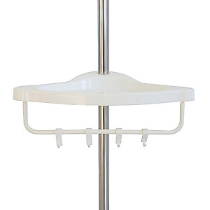 Dodoam 4 Tier Bathroom Corner Shower Rust Proof Telescopic Rod Storage Rack Organizer for Bathtub Shampoo Storage, 43 to 122 Inch Height