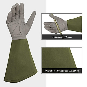 Intra-FIT Rose Pruning Gloves Thorn Proof, Embroidery Leather Gardening Gloves with Extra Long Forearm Protection
