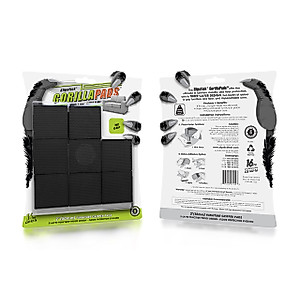 GorillaPads Non Slip Furniture Pads/Floor Gripping Pads (Set of 16 Grips) 2 Inch Square Floor Protectors for Under Furniture, Black, CB142-16