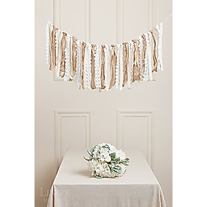 Ling's moment Yarn Tassel Garlands Rag Garland Cream White Buffalo Plaids Check Garland, Boho Decor Rustic Wedding Event & Party Supplies Shabby Chic Banner 3~11 FT