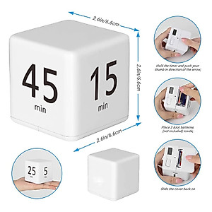 Cube Timer, Kitchen Gravity Sensor Flip Digital Timer for Time Management and Countdown Settings,15-25-5-45 Minutes Timer for Kids-Yyzyqlp