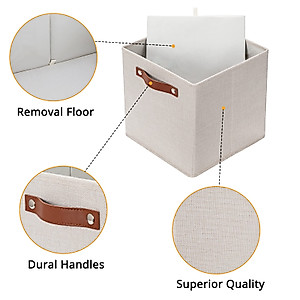 DULLEMELO 12inch Cube Storage Baskets for Shelves Closet Storage,Sturdy Home Organization Bins for Gifts Empty,Foldable Fabric Storage Cubes Baskets for Nursery Toys Clothes Storage(Beige-4 Pack)