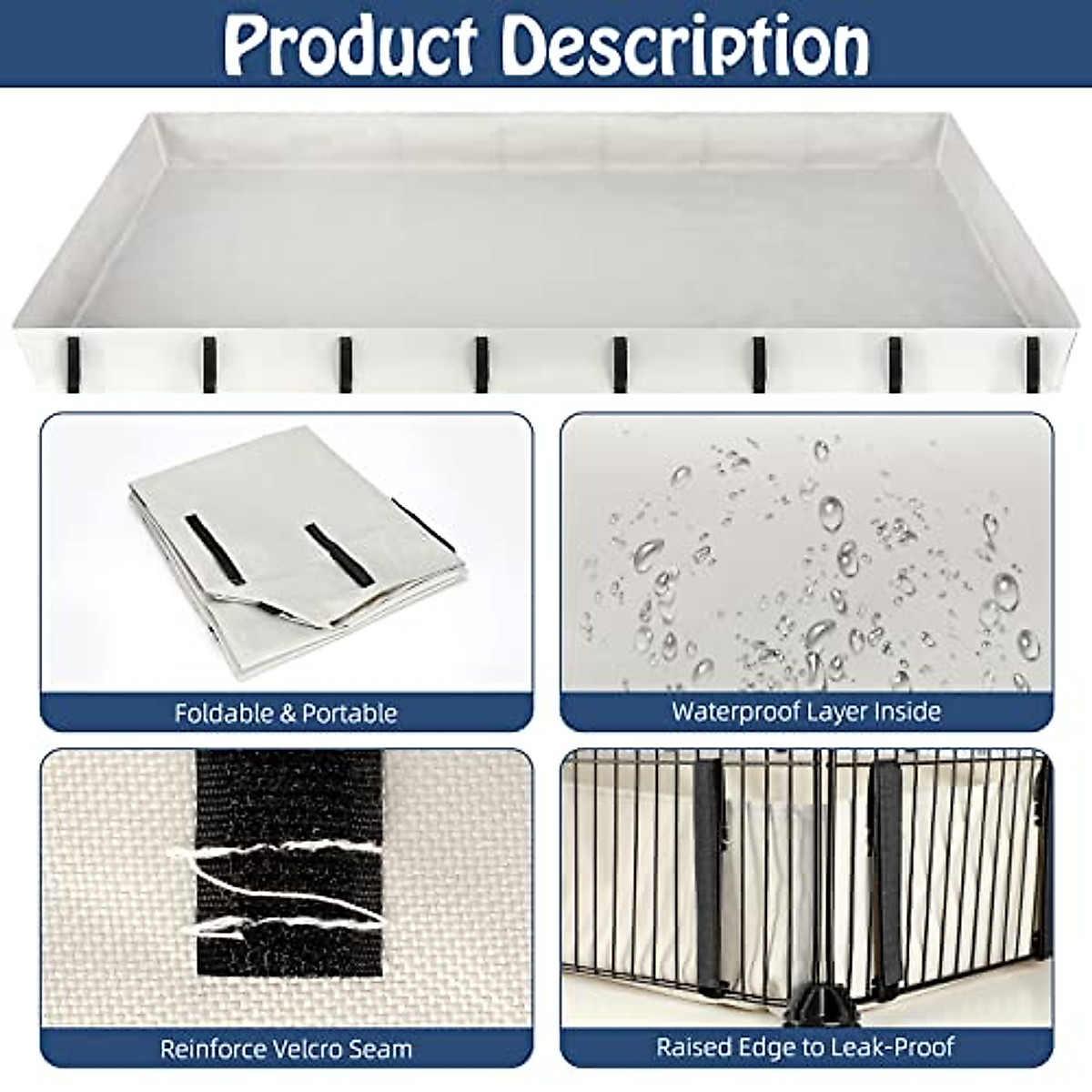 FHTONGE 36x24 Guinea Pig Cage Bottom Tarp for C&C Cage Panel, Waterproof Guinea Pig Cage Liner Base Washable Small Animal Cage Bedding for Hamster Chinchilla Hedgehog Ferret Rabbit Habitat(No Cage)