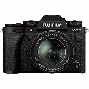 Fujifilm X-T5 Mirrorless Digital Camera with 18-55mm Lens (Black, 16783082) Bundle with Corel Editing Software + Graduated Color Filters + Large Camera Bag + Lens Filters + Cleaning Kit + More