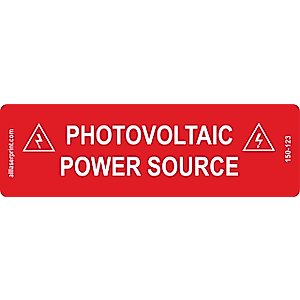 Photovoltaic Labels for PV Solar System_"PHOTOVOLTAIC Power Source" _4" x 1" _Pack of 16