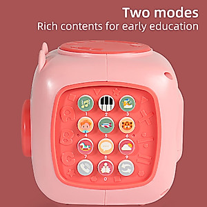 YOOYID Baby Toy Musical Activity Cube Piggy with Small Car Educational Number Learning Toys for Toddlers 9-18 Months