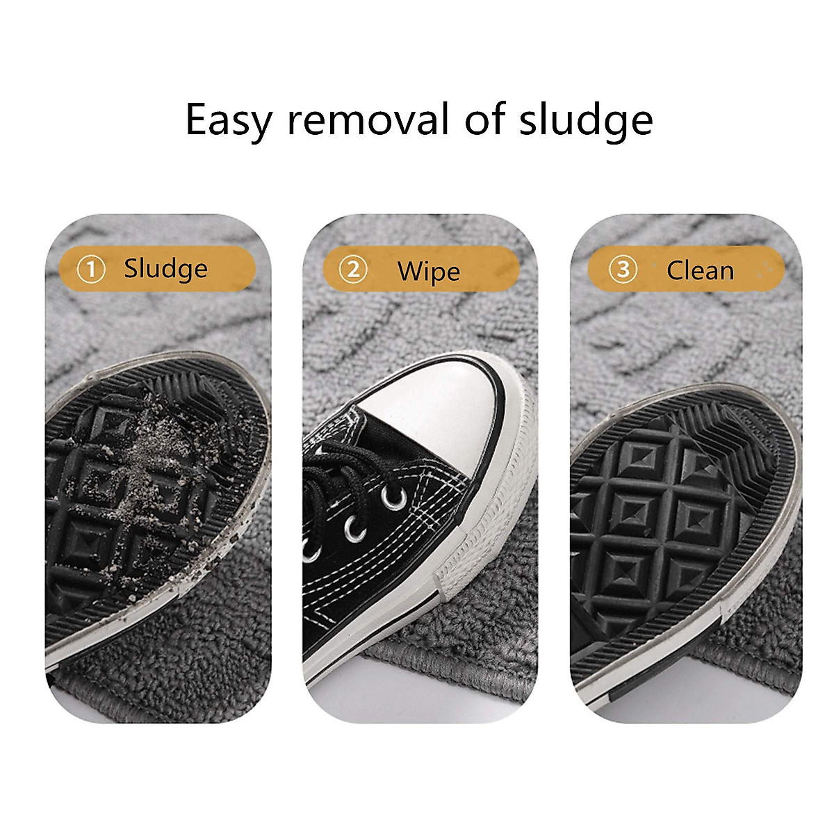 smabee Indoor Doormat Front Door Mat 17"x28", Keeps Your Floors Clean, Half Round Entrance Mat for Outdoors Toilet Patio Kitchen Bedroom (Gray 3Pcs)