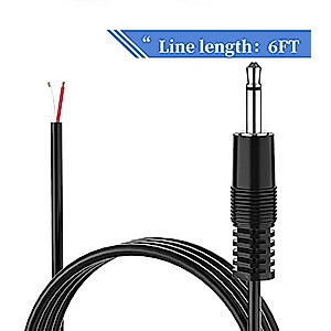 3.5mm Mono Plug to Bare Wire, 2 Pack 6ft Aux to Speaker Wire 1/8" 2 Pole TS Male Piug Connector to Open End RFAdapter Audio Cable Repair