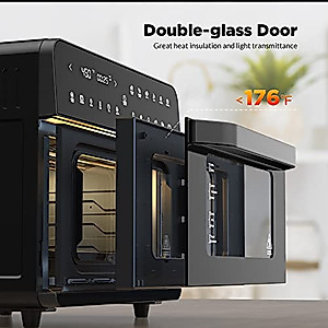 26.3QT/25L Extra-Large Air Fryer Toaster Oven, Convection Oven Countertop, Bake & Broil, 12-in-1 Air Fryer Convection Toaster Oven Combo, Digital Control Multifunction Pizza Oven, Black Nonstick Stainless Steel