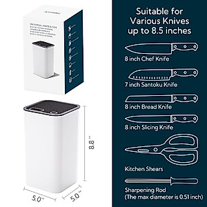 KITCHENDAO XL Universal Knife Block Holder without Knives, with Slots for Scissors and Sharpening Rod, Detachable for Easy Cleaning, Space Saving Slotless Kitchen Knives Storage for Kitchen Counter