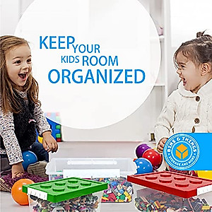 Bins & Things Toy Organizers and Storage / Toy Chest - Set of 2 Large and Small Brick Shaped Kids Storage Organizer for Lego Storage Box, Building Brick Storage, Barbie Dolls, Hot Wheel, Beyblades - Toy Box, Lego Organizers storage