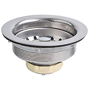 Hydro Master Kitchen Sink Basket Strainer Standard Drains(3-1/2 Inch)，Durable Stainless Steel with Rubber Stopper for Kitchen Sinks