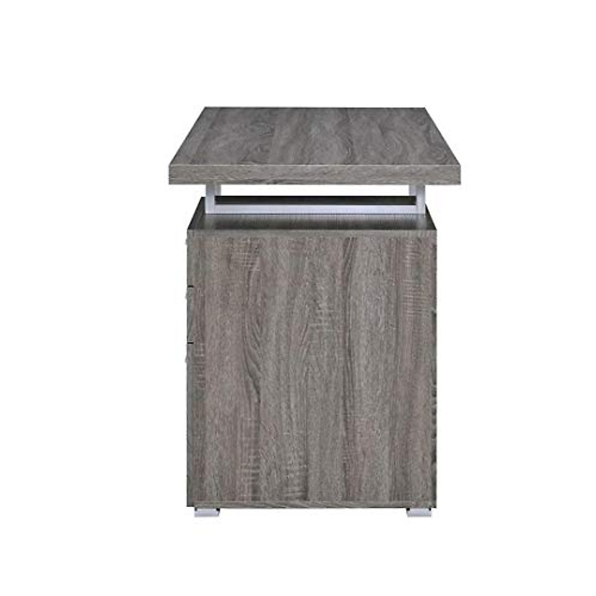 Coaster Home Furnishings Brennan Modern 3 Drawer Home Office Writing Computer Desk Silver Metal Frame Weathered Gray