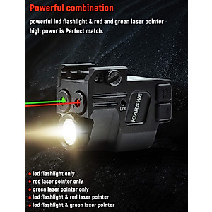 Kiarswe Shockproof Laser Light Combo, 500 Lumens Green Laser Light Combo, USB Rechargeable Red Green Laser Beam