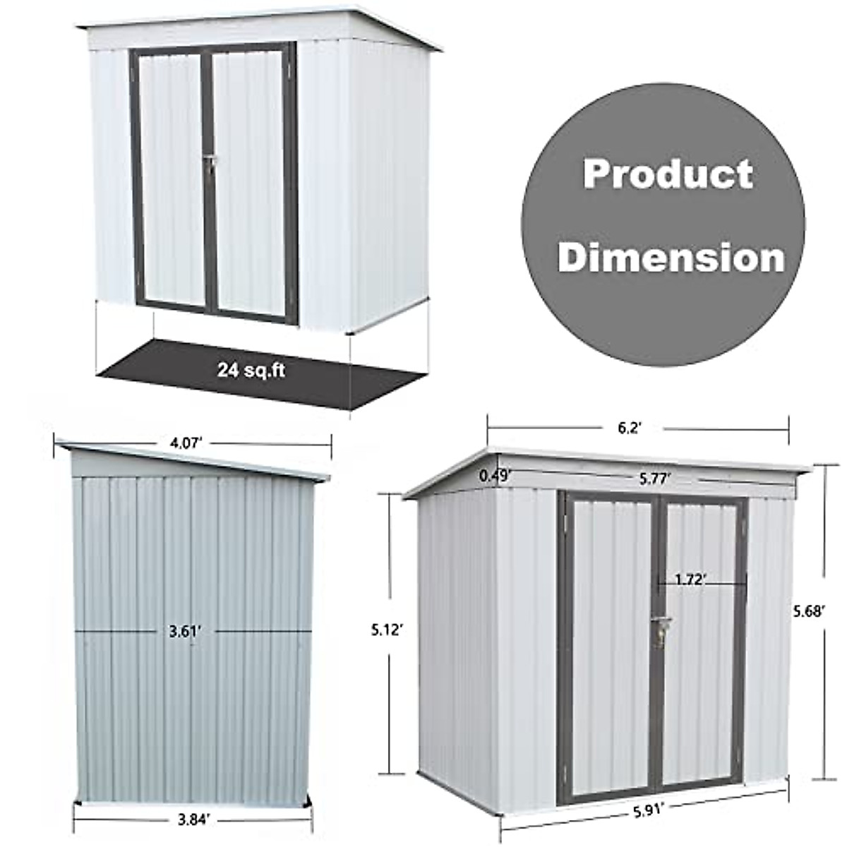 WIILAYOK 6' X 4' Storage Shed, Outdoot Shed with Floor Frame, Steel Garden Shed with Lockable Double Door,Tool Shed for Yard Perfect to Store Garden Tools Bike Accessories