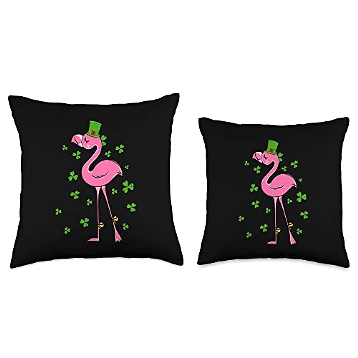 Leprechaun Flamingo St Patrick's Day Co. Leprechaun Irish Flamingo St Patrick's Day Green Shamrock Throw Pillow, 16x16, Multicolor