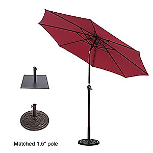 Sundale Outdoor 10FT Patio Umbrella Market Umbrella with Push Button Tilt, Polyester Table Umbrella for Patio, Garden, Deck, Backyard, Pool (Red)
