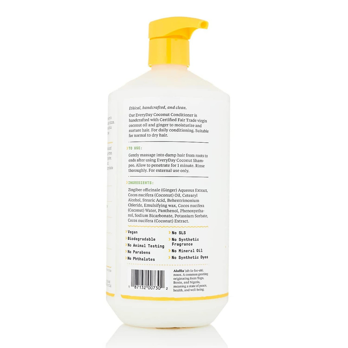 Alaffia EveryDay Coconut Conditioner, Ultra Hydrating Conditioner for Normal to Dry Hair. Made with Fair Trade Coconut Oil and Ginger. Cruelty Free, No Parabens, Vegan, Purely Coconut 32 Fl Oz