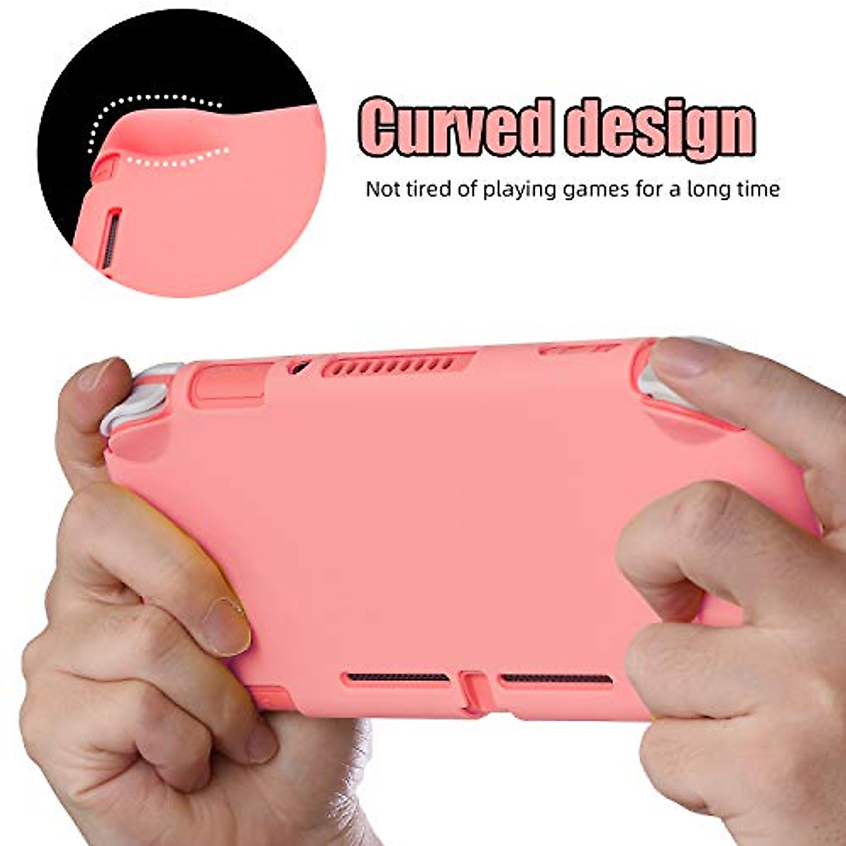 ECHZOVE Comfort Grip Case for Nintendo Switch lite, Protective Hard Case for Nintendo Switch lite Coral