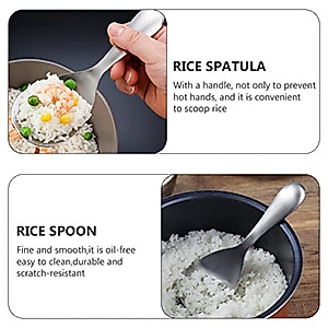 Cabilock Rice Paddle Spoon Non- Stick Food Serving Spoon Stainless Steel Rice Spoon Scoop Kitchen Utensils for Home Restaurant Hotel Silver