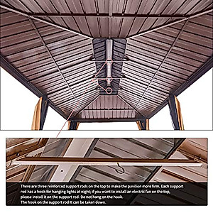 MELLCOM 12' X 20' Hardtop Gazebo, Galvanized Steel Double Vented Roof Outdoor Gazebo, Aluminum Frame Metal Gazebo with Netting and Curtains for Patios, Gardens, Lawns