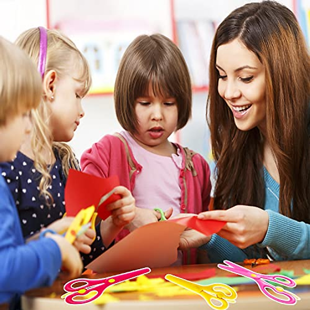 15 Pack Preschool Training Scissors,Children Plastic Safety Scissors,Toddler Learning Scissor for Cutting Paper Craft Supplies