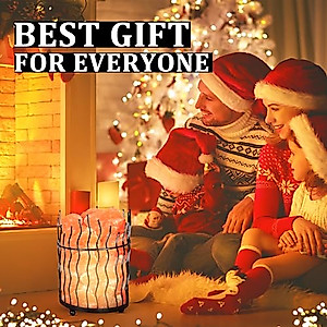 Natural Himalayan Salt , Tall Round Metal Basket lamp with Dimmer Switch | 8-10 lbs