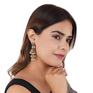 Jwellmart Bollywood Traditional Ethnic Pearl Jhumka Jhumki Indian Earrings for Women (Style1)
