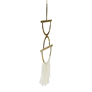 Main + Mesa Geometric Metal Wall Hanging with Tassel, Gold