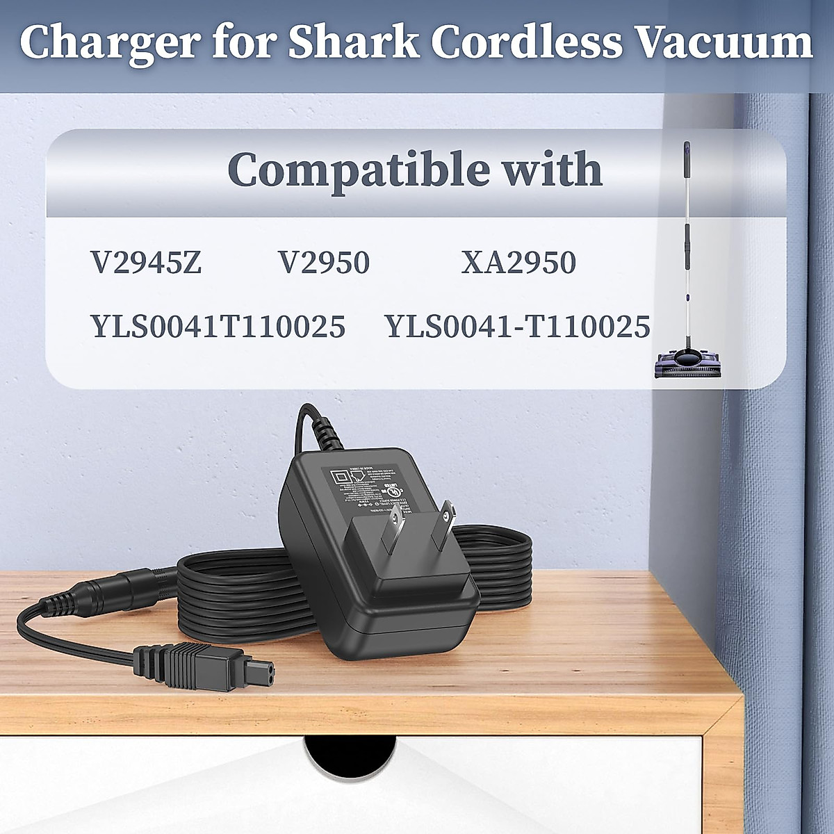 DONYOIE Charger for Shark V2945Z V2950 XA2950 Floor Carpet Sweeper Power Cord Replacement P/N for YLS0041-T110025 Vacuum AC DC Adapter UL Listed Adaptor Supply