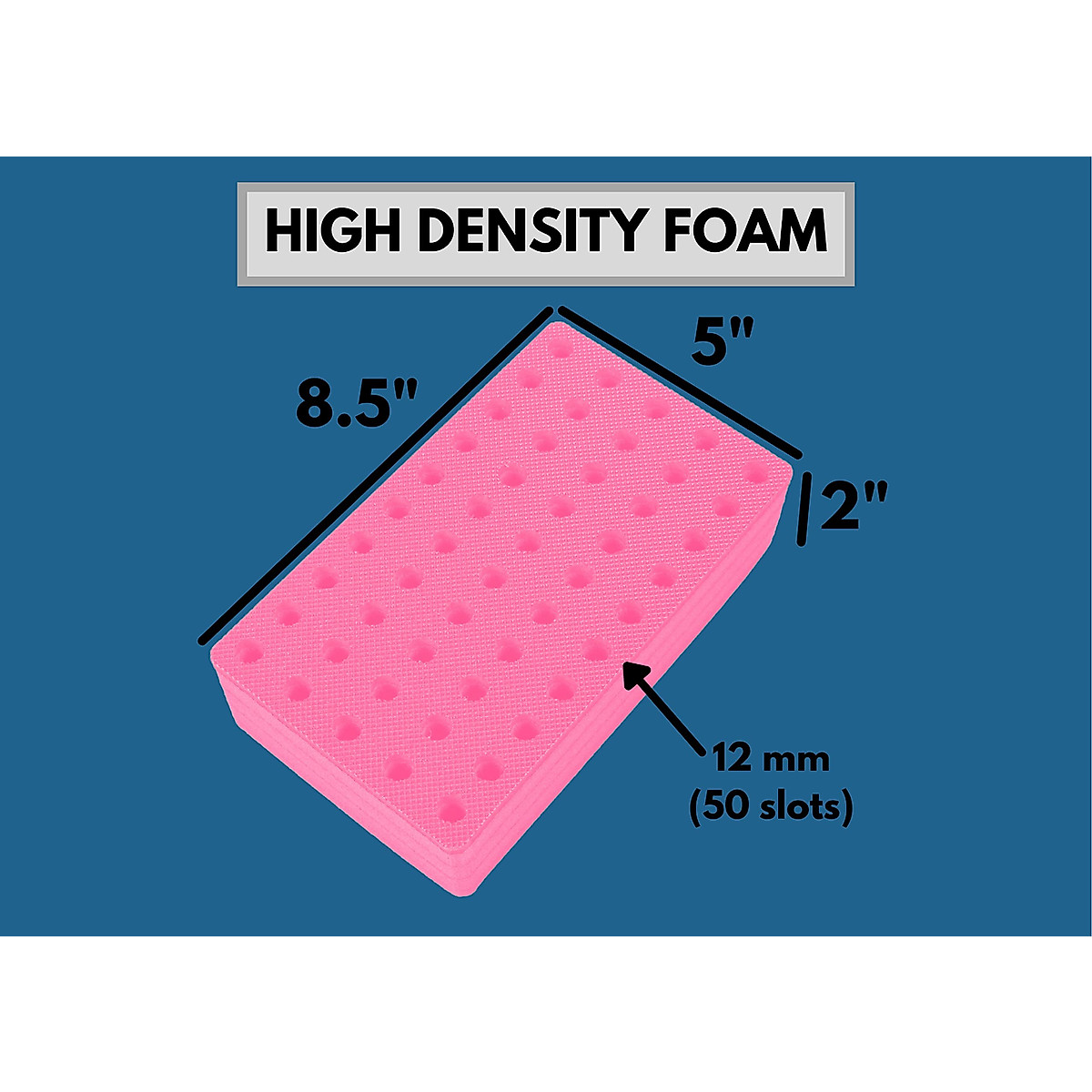 Polar Whale 10 Test Tube Racks Pink Foam Storage Rack Organizer Stand Transport Holds 50 Tubes Each Fits up to 12mm Diameter Tubes