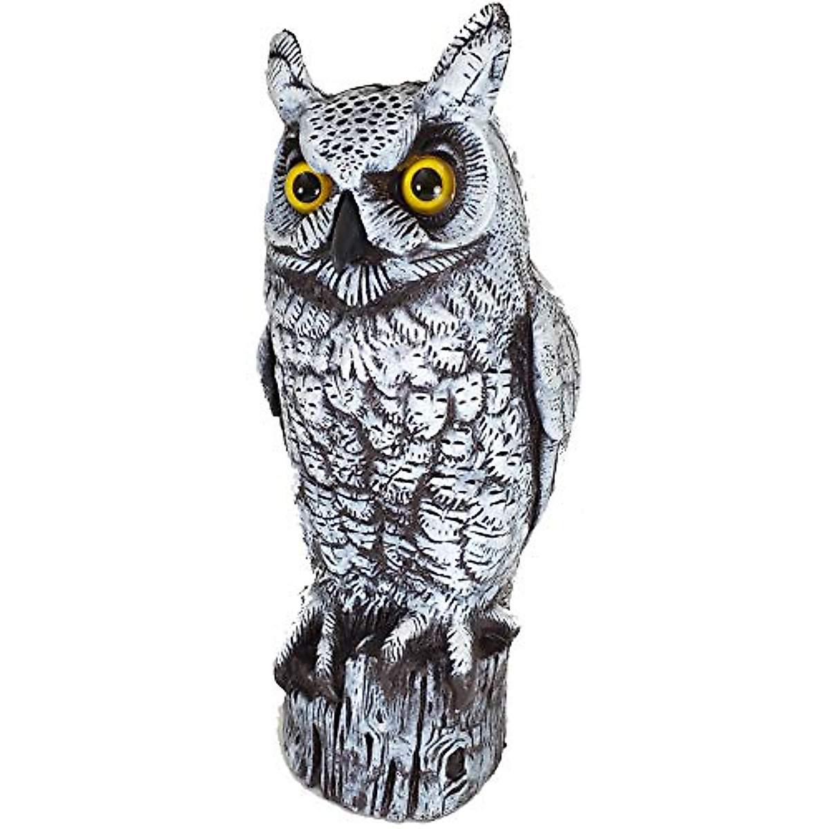 Dalen Fake Owl Decoy to Scare Birds Away from Gardens, Rooftops, and Patios - Scarecrow Provides Chemical-Free Pest Control - Safe and Humane, 16" Great Horned Owl - Snow White