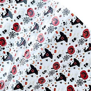 ONEART | 12"×48" Halloween Theme Faux Leather Pumpkin Spider Web Ghost Hat Clear PVC Vinyl for Earrings, Hair Bows, Halloween DIY Crafts