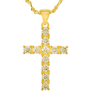 LIFETIME JEWELRY Cubic Zirconia Cross Necklace for Women & Men 24k Gold Plated